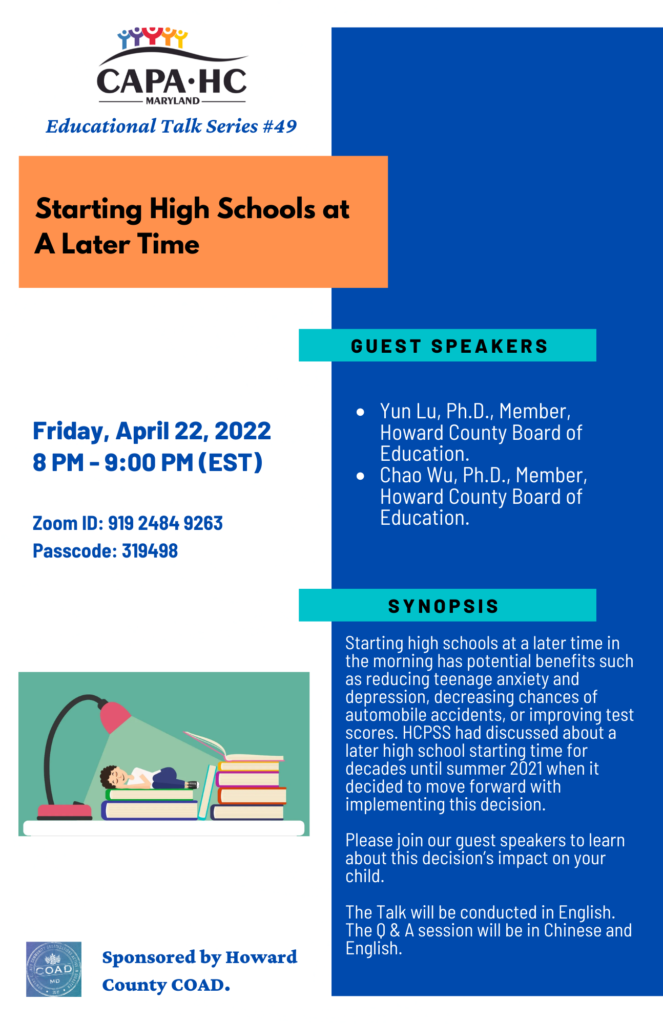 High School Starting Time - Chinese American Parent Association of ...
